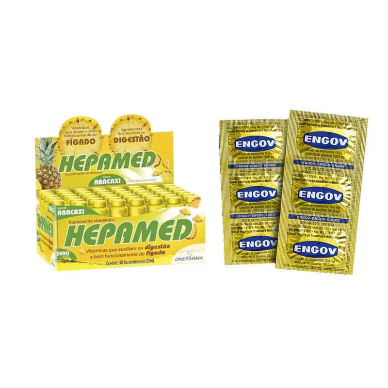 Hepamed C/48 Azia queimação má digestão fígado ressaca + Engov Auxilia ...
