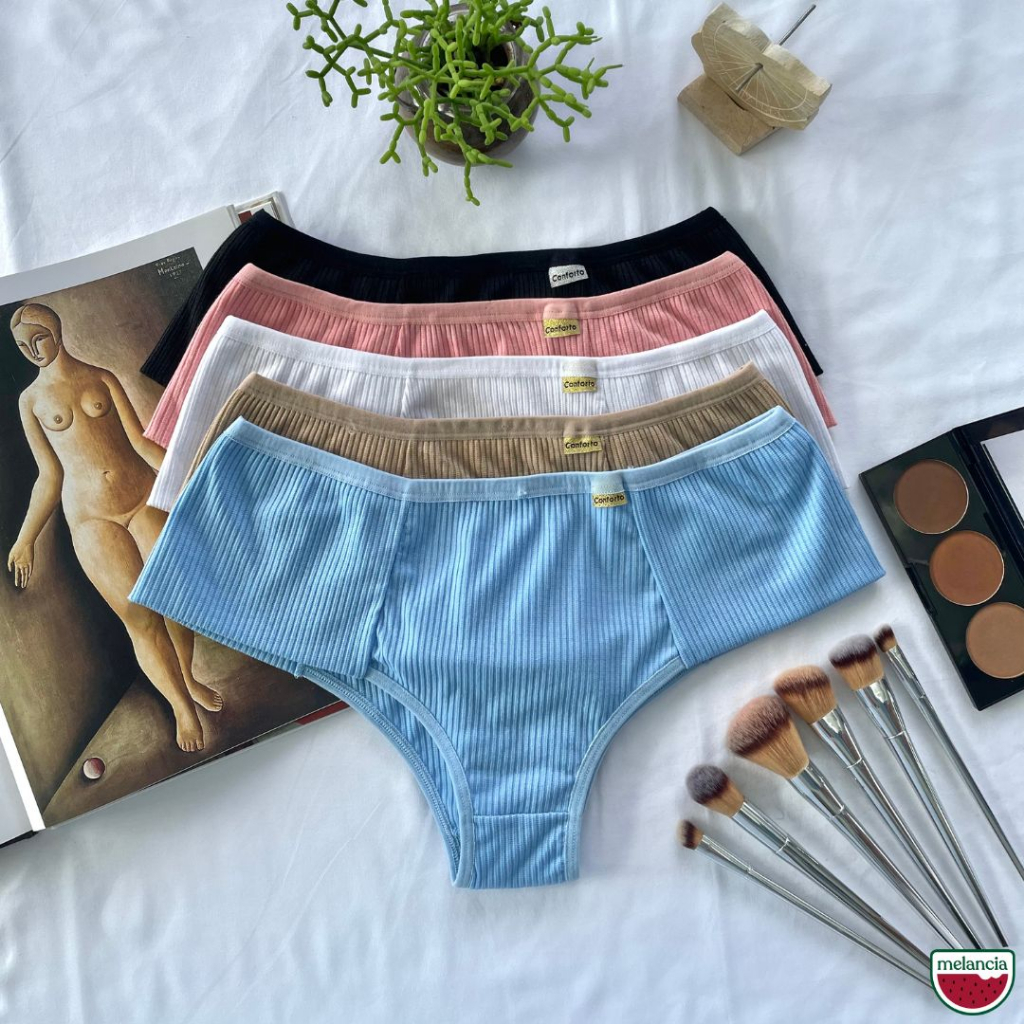 Kit 5 Calcinha Canelada Pala Larga | Shopee Brasil