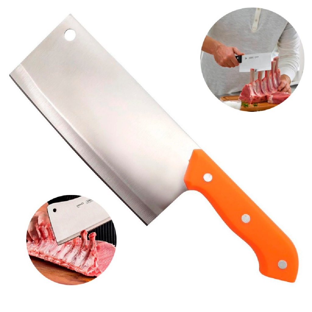 Faca Cutelo Machadinha 7'' Carne Osso Frango Peixe Cozinha Chinês ...