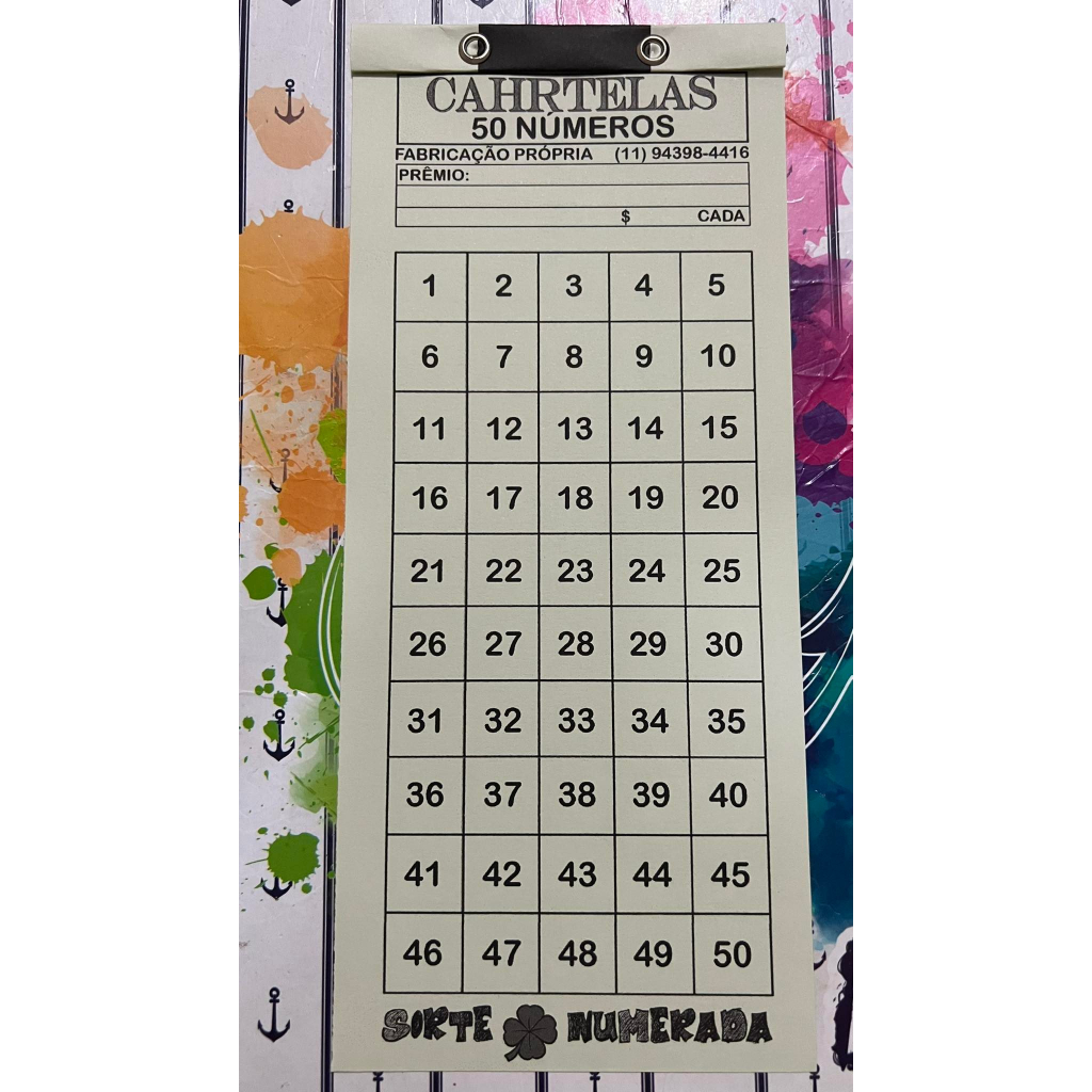 CARTELA DE RIFA, 50 NÚMEROS FRONTAIS COM CAMPO PARA NOME NO VERSO, PCT COM 10 UNIDADES | Shopee ...