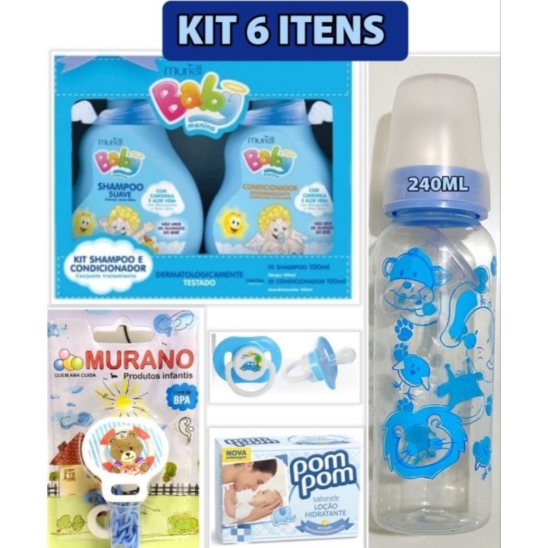 Kit bebe completo 6 itens essenciais higiene alimentação do bebê ...