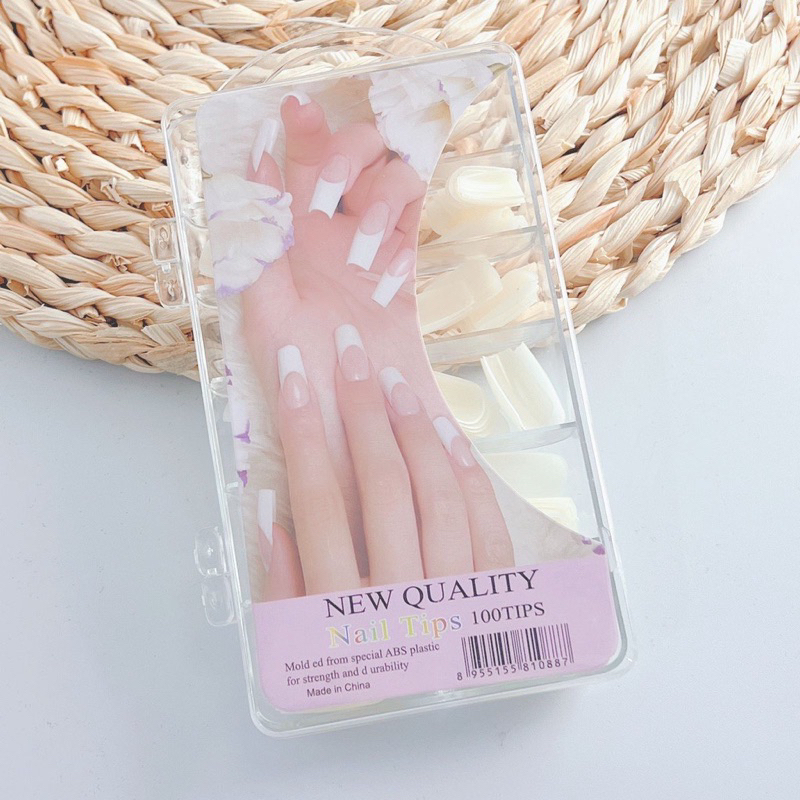 Kit 100 Unhas Postiças Acrigel Acabamento Tips Meia Lua | Shopee Brasil