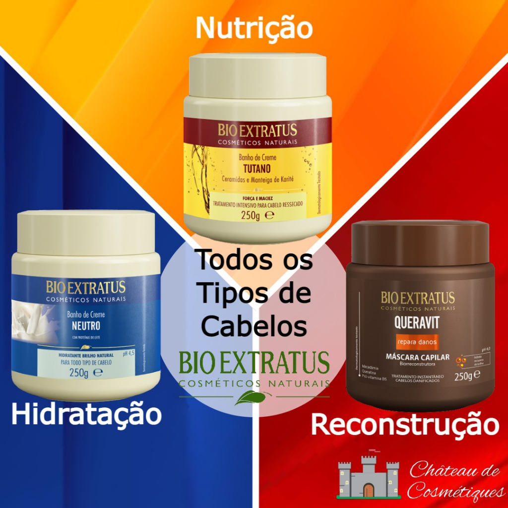 Cronograma Capilar Bio Extratus para Todos os Tipos de Cabelo com 3 Máscaras de 250g cada ...