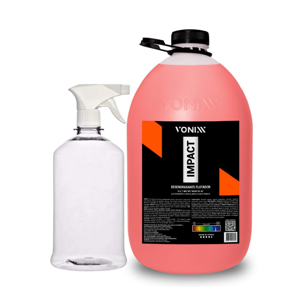 Limpador desengraxante concentrado flotador (não ácido) Impact 5L Vonixx + Pulverizador 500ml ...