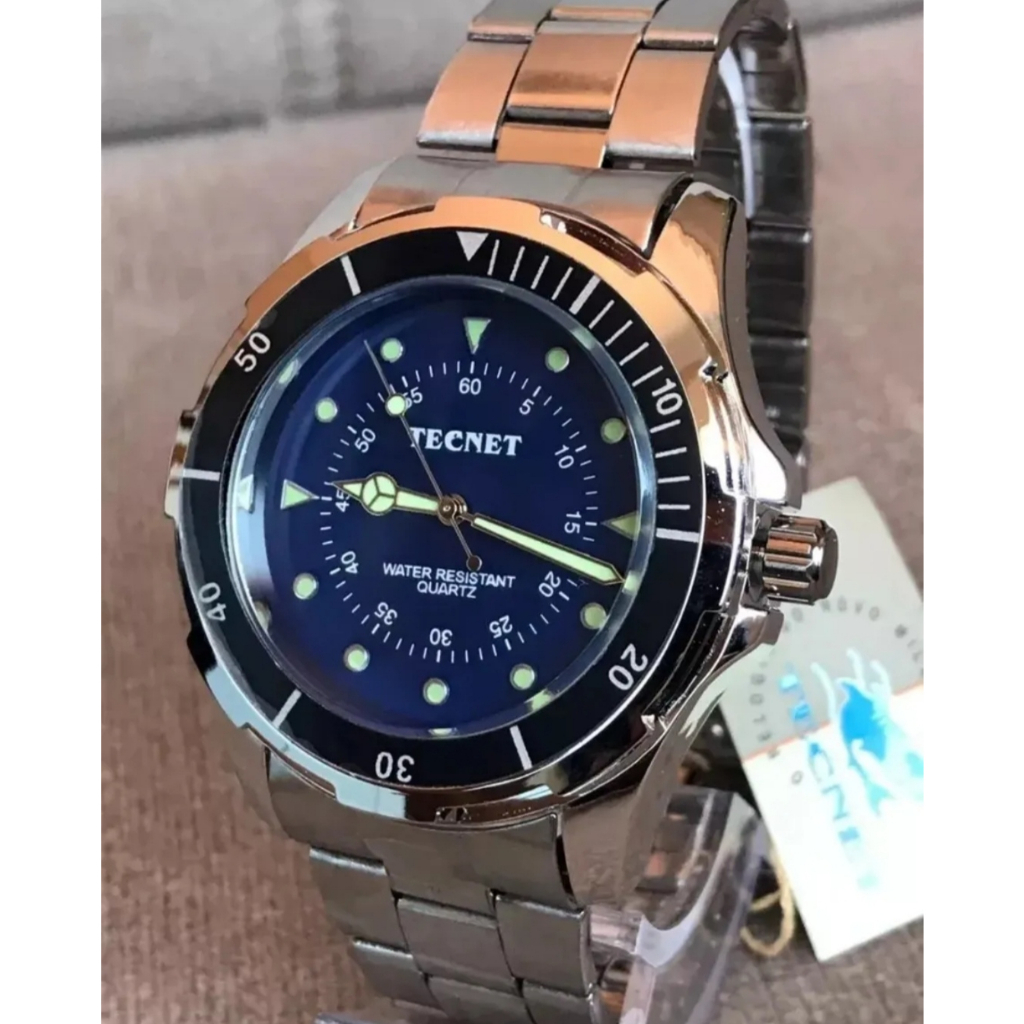 Relógio Masculino Tecnet Original A prova d'água Aço Inoxidavel Preto ...