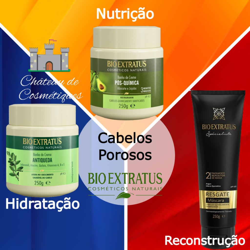 Cronograma Capilar Bio Extratus para Cabelos Porosos com 3 Máscaras de 250g cada | Shopee Brasil