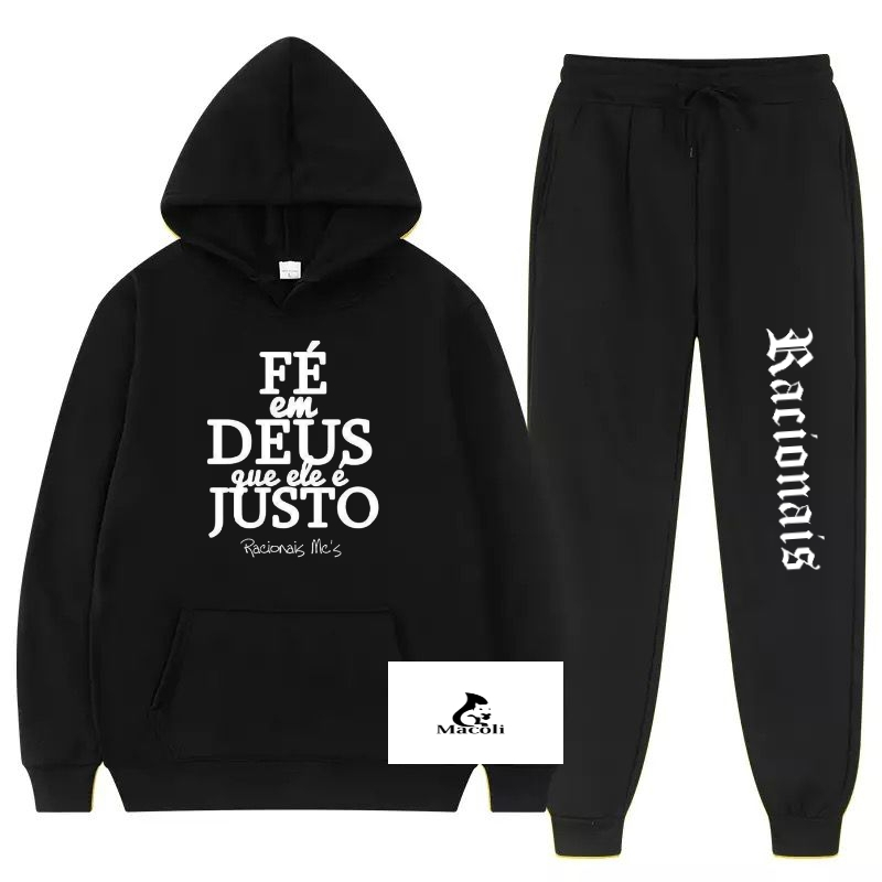 Conjunto Moletom Canguru + Calça Racionais Mc's Fé em Deus Kit ...