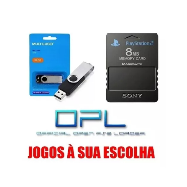 Ps2 Memory Card Opl + Pendrive 32~64gb Com Jogos À Sua Escolha ...