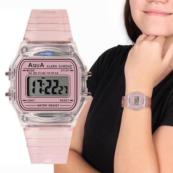 Relógio Digital Aqua Vintage Transparente Feminino e Masculino Modelo ...