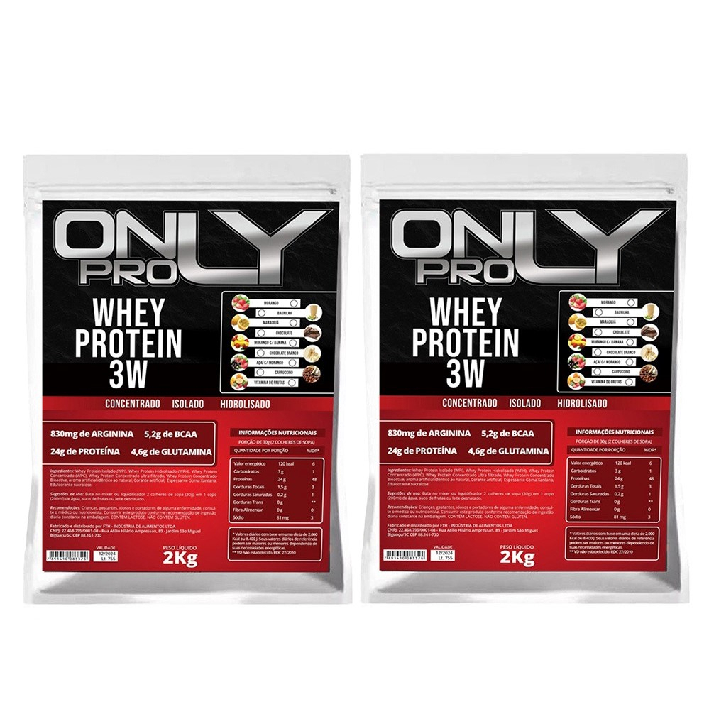 Kit 2x Whey Protein 2kg Concentrado Isolado Hidrolisado Original ...