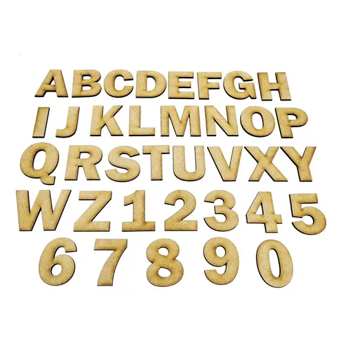Kit com 6 Alfabetos E Números Mdf Madeira 5cm 156 Letras 60 Números ...