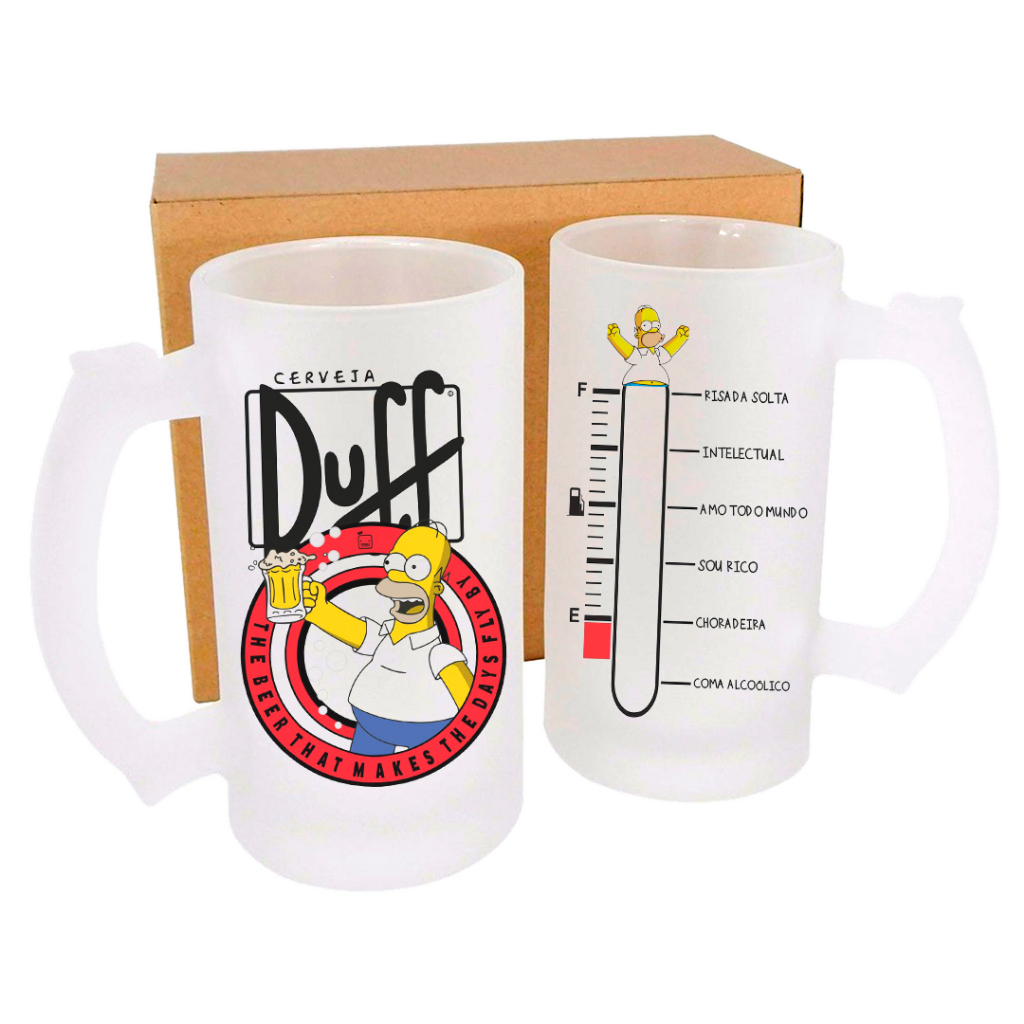 Caneca Chopp Cerveja de Vidro Jateado 475ml - Vários Modelos Homer Simpsons | Shopee Brasil