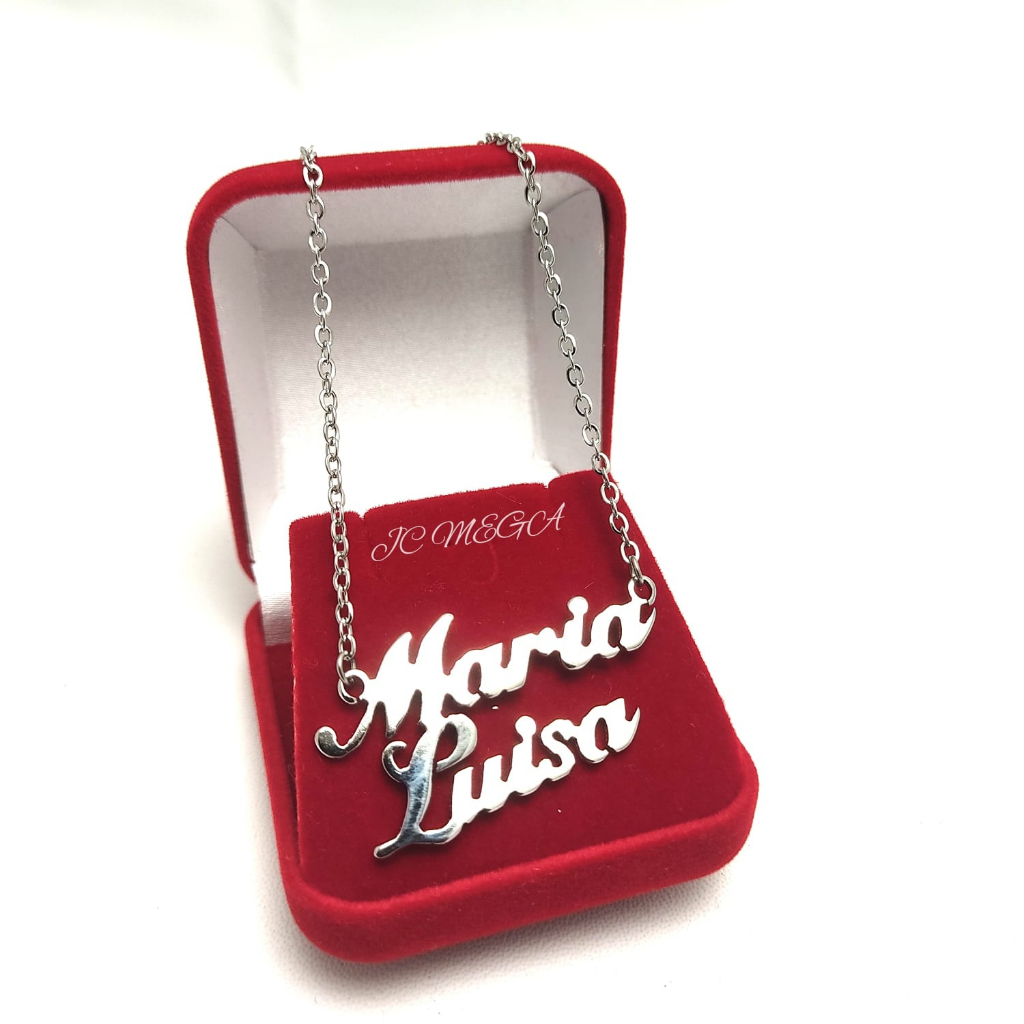 Colar Personalizado de Nome Maria Luisa de Aço inox + Linda caixinha ...