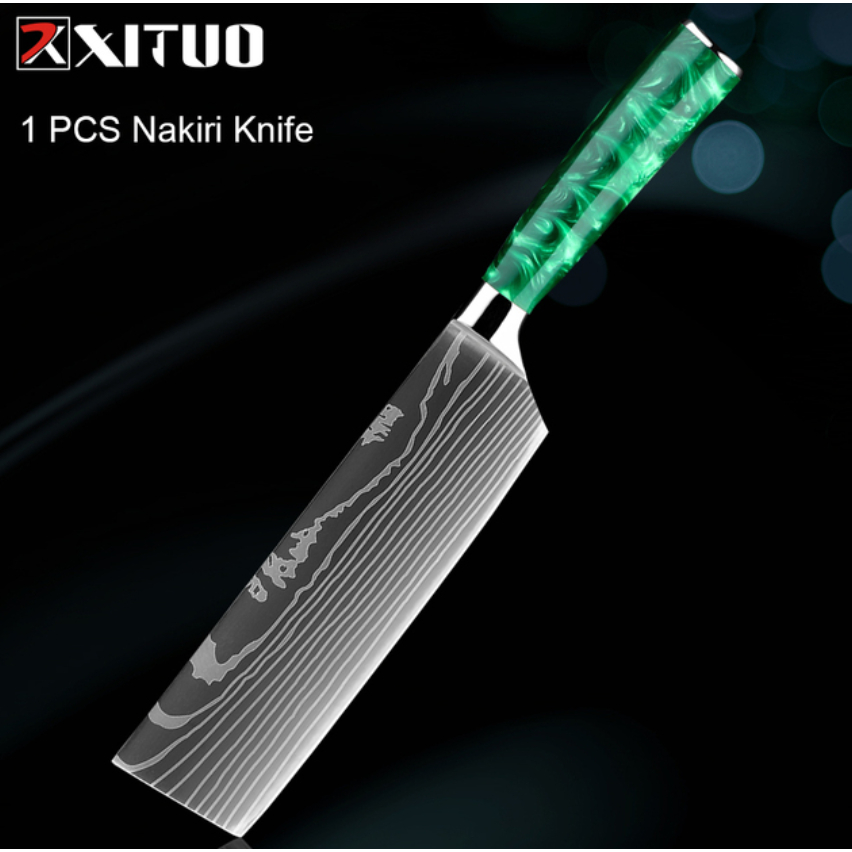 Faca Xituo Profissional Japonesa Nakiri Verde Aço Inox | Shopee Brasil
