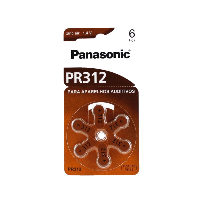 6 unidades = 1 cartela Pilhas Baterias Da 312 Pr41 Aparelho Auditivo - panasonic | Shopee Brasil