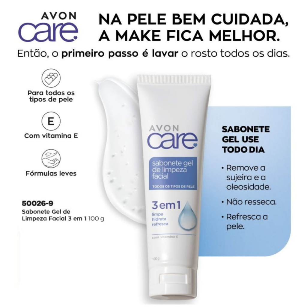 Sabonete Gel de Limpeza Facial 3 em 1 Avon Care - 100g | Shopee Brasil