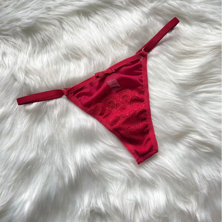 Calcinha Fio Dental Duplo Tang Lingerie Em Tule e Renda Luxo Moda ...