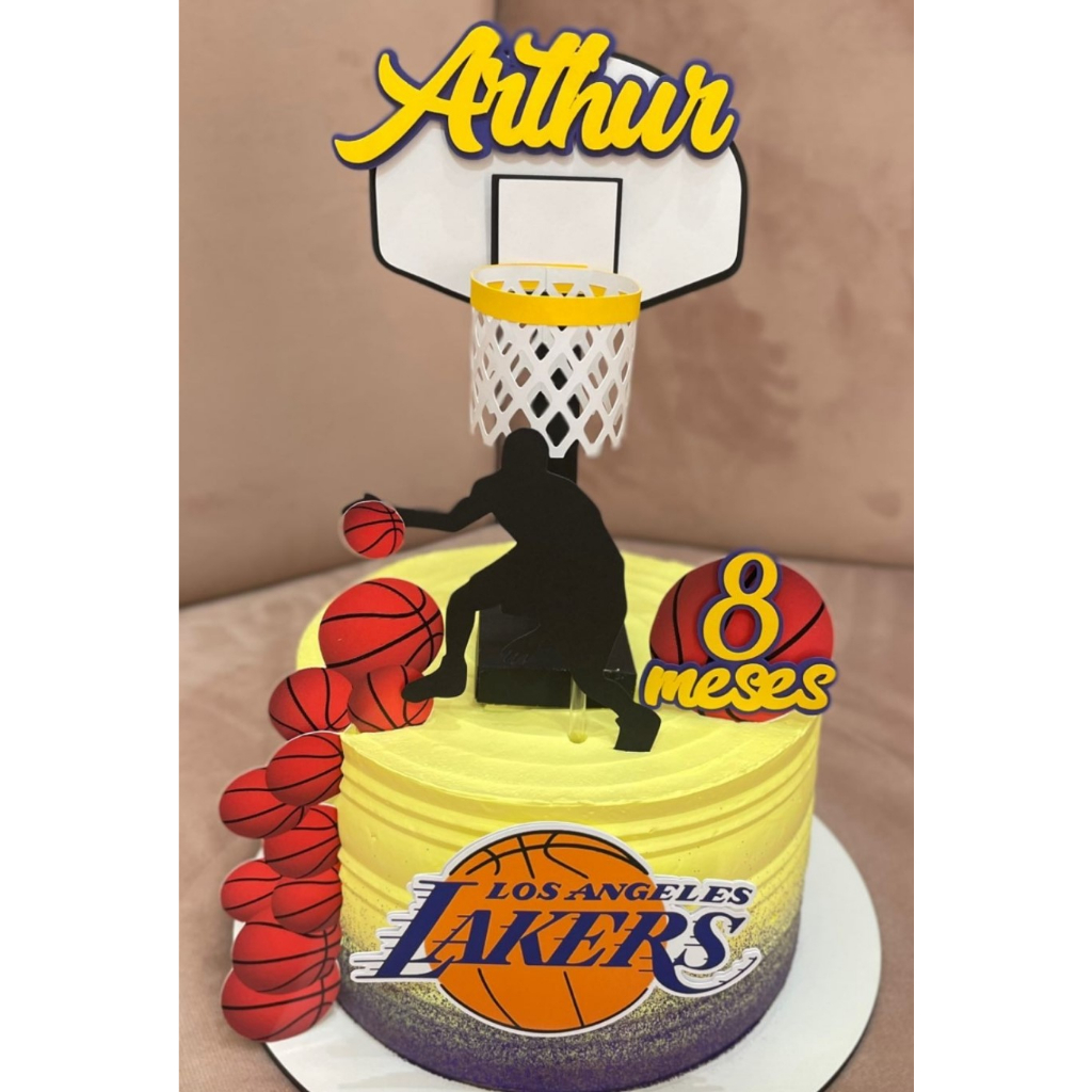TOPO DE BOLO BASQUETE TOPPER PERSONALIZADO LAKERS | Shopee Brasil
