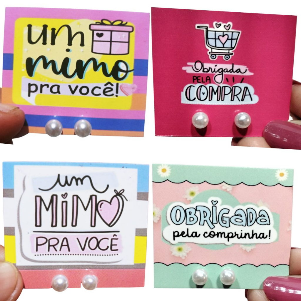 Kit Mimo 25 pares de brinco + 25 Tags Personalizada um mimo pra voce ...