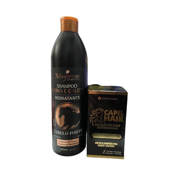 Kit para cabelos fracos (Capil Hair 60Cáps + Crina e Cauda) | Shopee Brasil