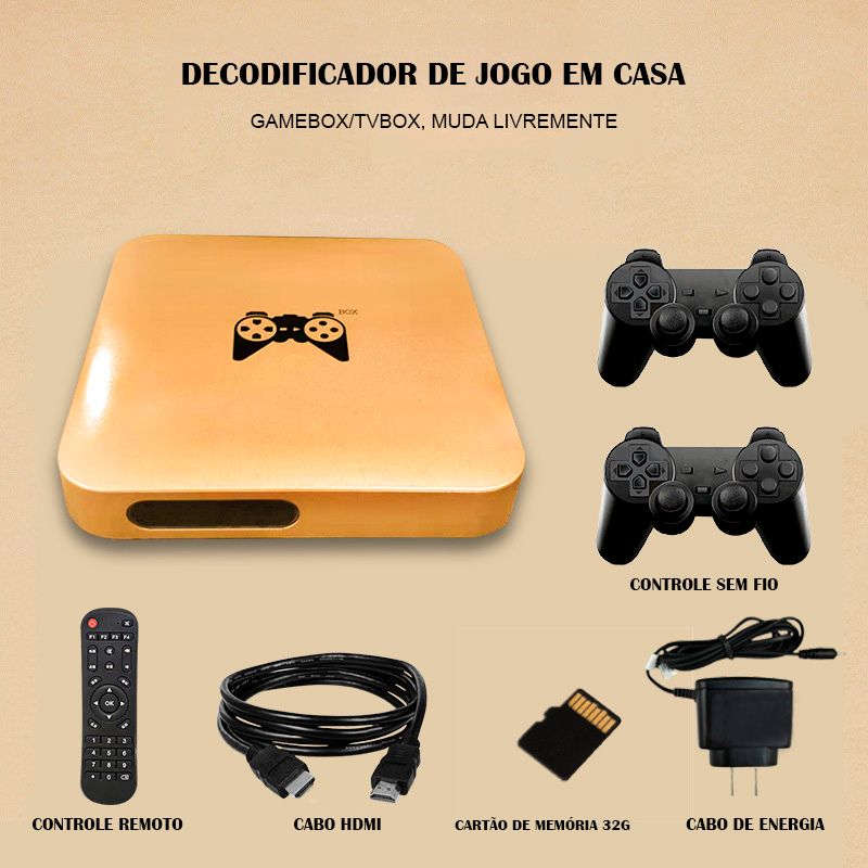 Vídeo Game Retro Game Box 34000 Jogos 64gb 2 Controles Sem Fio Premiun ...