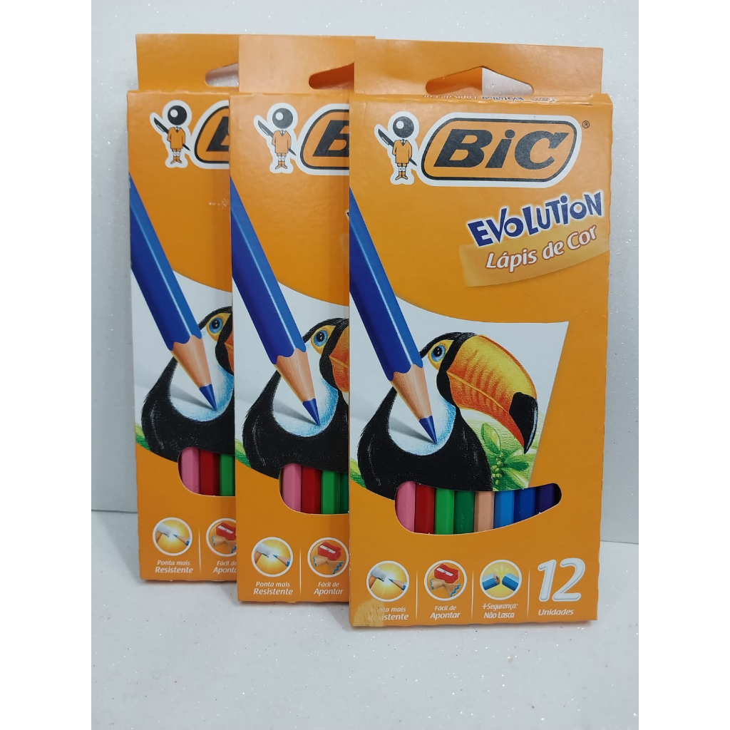 LAPIS DE COR BIC EVOLUTION, CONTÉM 12 UNIDADES | Shopee Brasil