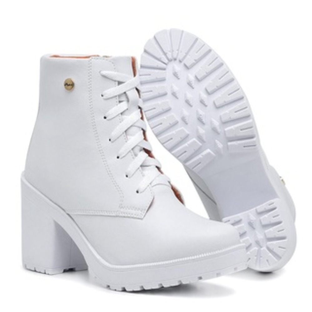 Bota Branca Cano Curto Feminina Botinha de Salto Alto ENVIO IMEDIATO ...