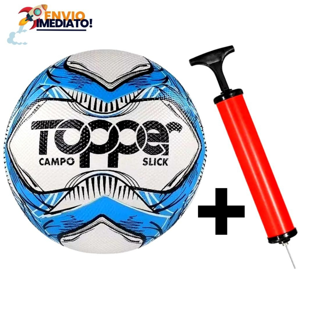 Bola Futebol Campo Oficial Topper Slick + Bomba de Inflar Bolas Sem ...
