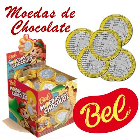 Moedas de Chocolate Bel Caixa com Aproxim. 100 moedas - 370g | Shopee Brasil