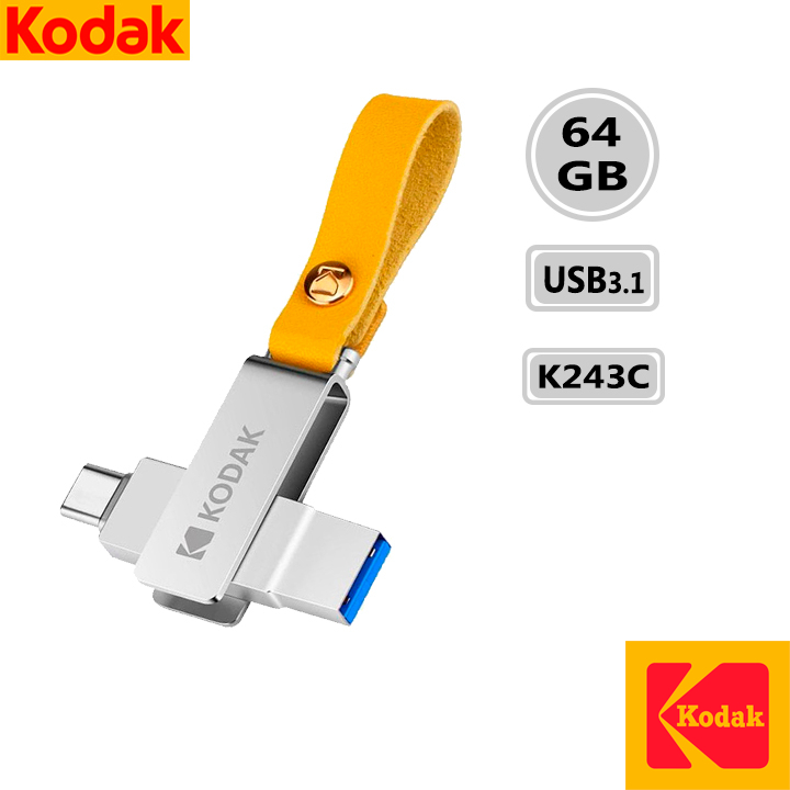 Pen Drive Kodak Usb 3.1/ Usb Tipo-c Dual K243c 64gb Metal | Shopee Brasil