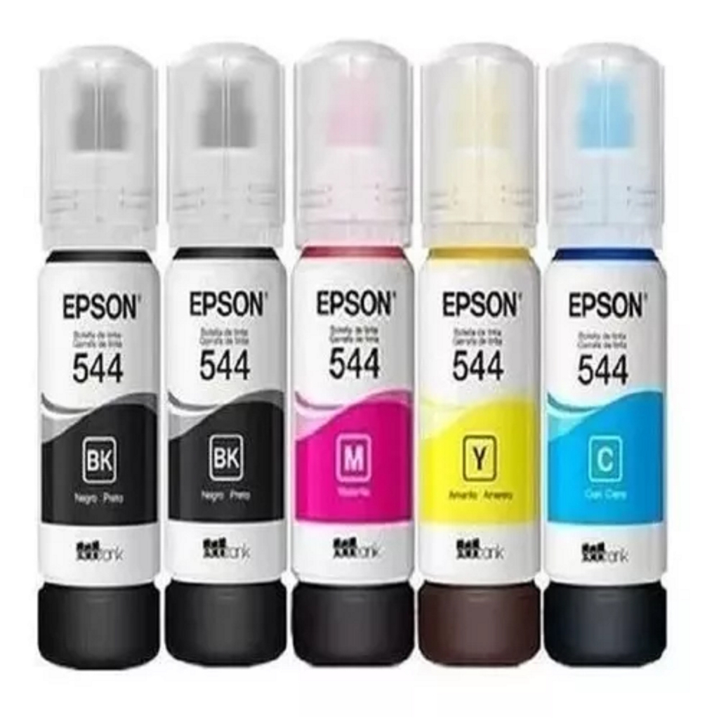 Kit 5 Cores Tinta Epson 544 T544 Original Para Ecotank L3110 L3150 L3210 L3250 L5190 | Shopee Brasil
