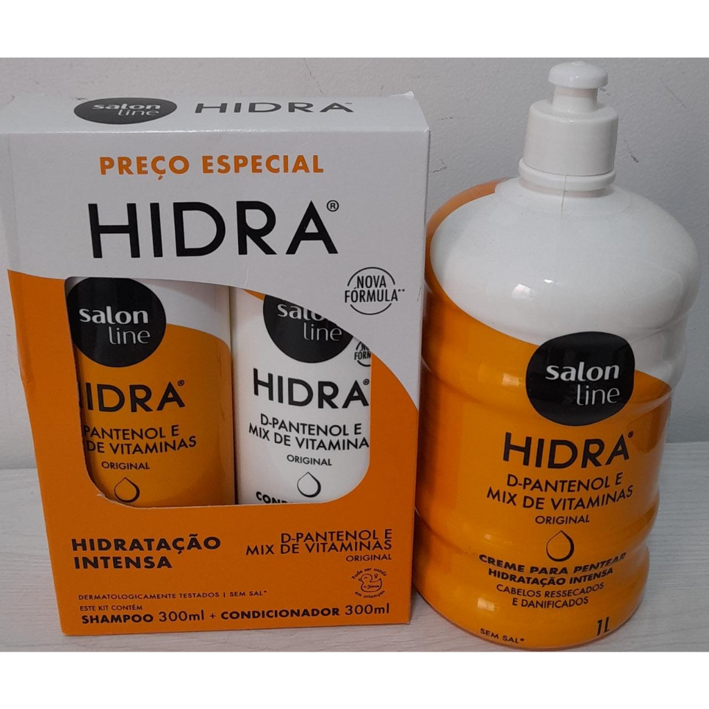 KIT SALON LINE HIDRA D-PANTENOL HIDRATAÇÃO SHAMPOO+CONDICONADOR+PENETAR ...