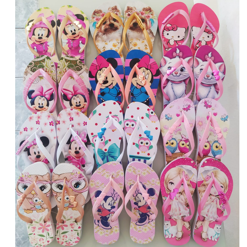 Kit 12 Pares Chinelos Feminina Infantil Menina Criança | Shopee Brasil