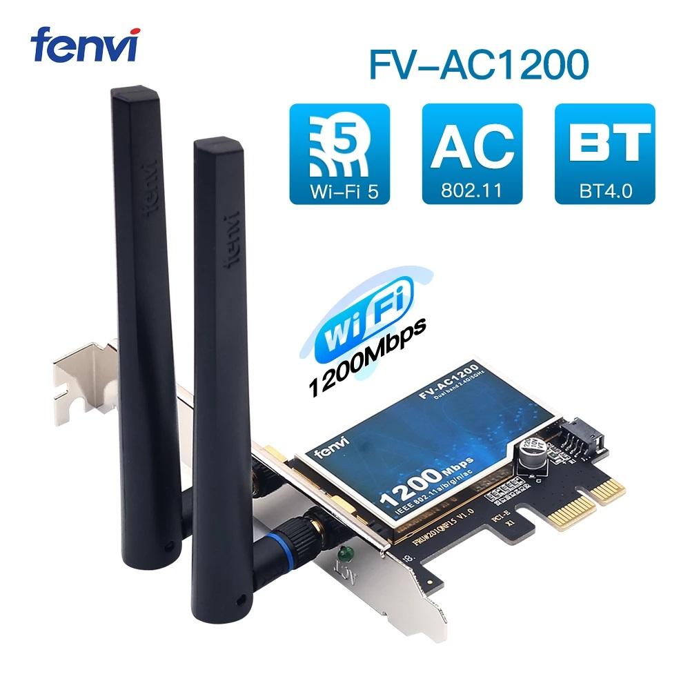Adaptador wifi 2.4ghz/5ghz e bluetooth 4.0, Conector PciE, até 1200 Mbs ...