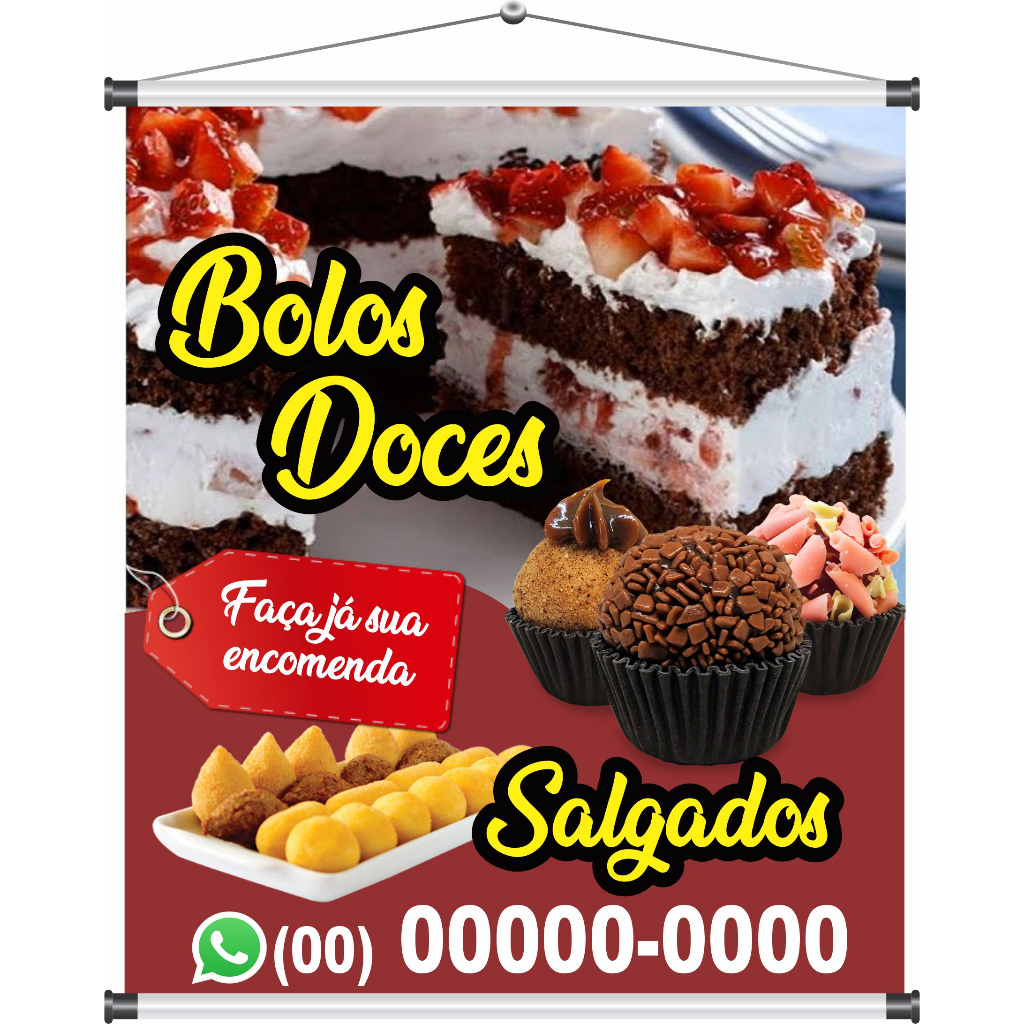 banner bolos doces e salgados 1metro x70cm mod294 | Shopee Brasil