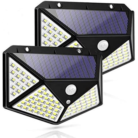 2 Luminária Solar 100 Led Com Sensor Prova D'Água Refletor Solar Parede ...
