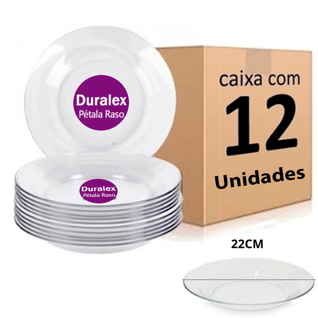 Kit Jogo conjunto 12 Pratos Astral Vidro Transparente Fundo Nadir Duralex Liso Resistente ...