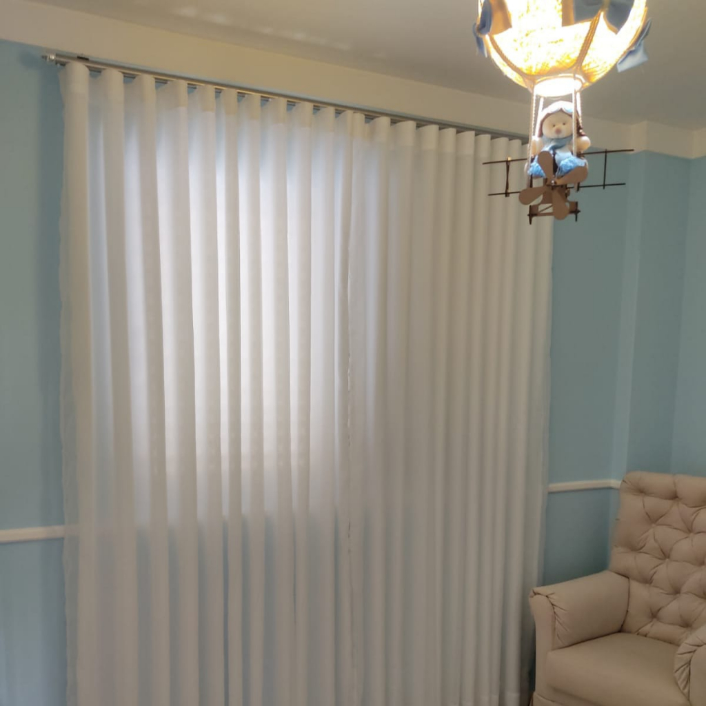 Cortina Wave Trilho Suiço Voal Liso Com Forro Microfibra 10 Metros ...