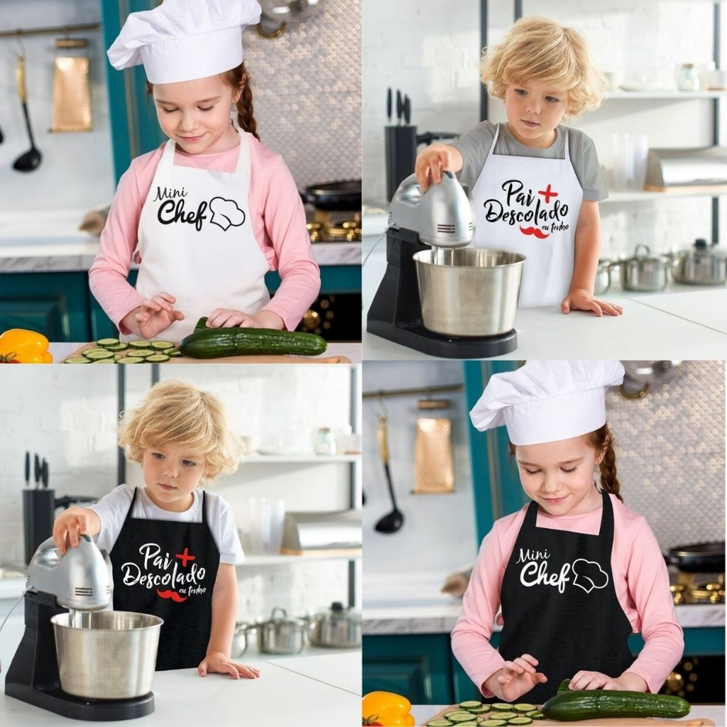 Avental Infantil Cozinha Premium Mini Chefe Para Meninos Meninas ...