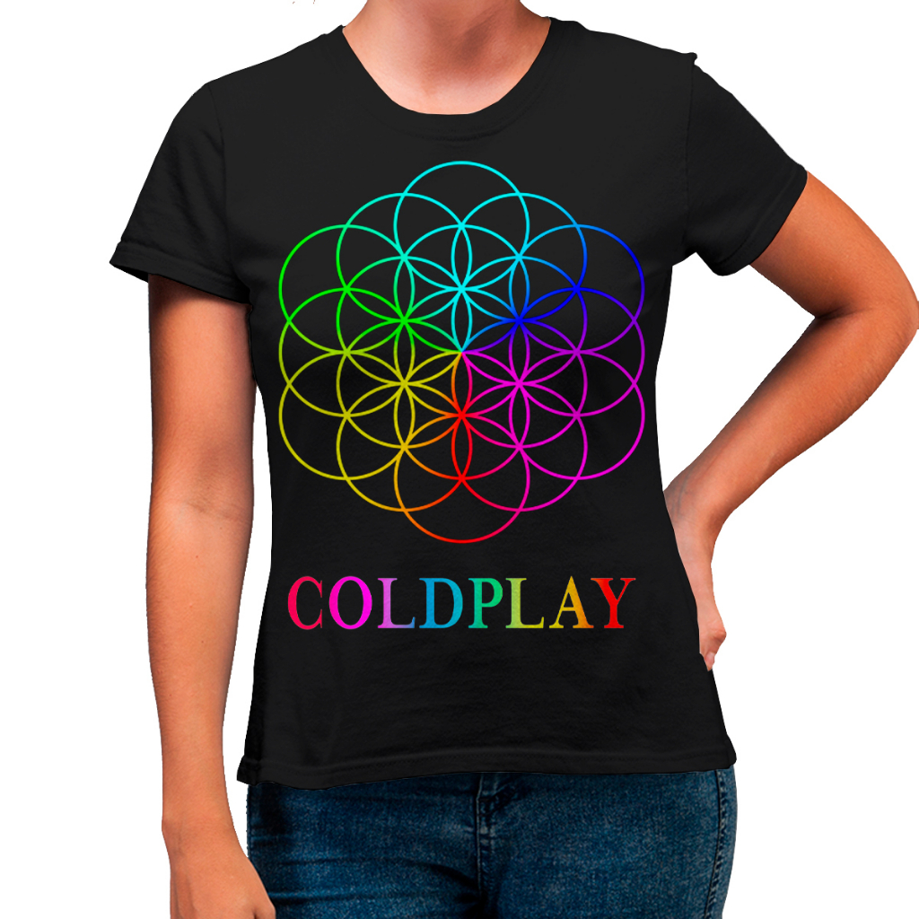 Camiseta Baby Look Banda Coldplay Prismas Camisa Feminina de Rock ...