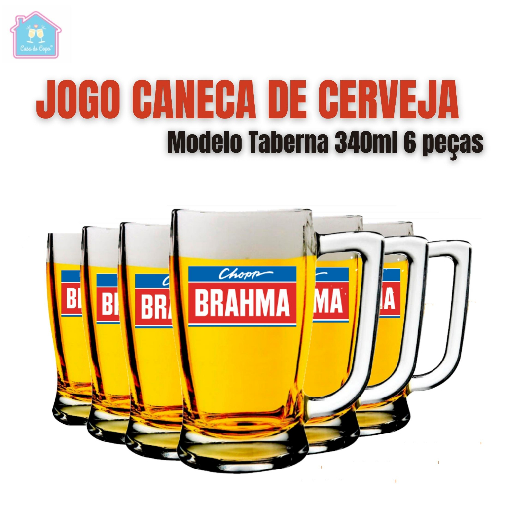 Jogo Caneca Chopp Taberna 340ml 6 unidades Brahma Entrega Rápida | Shopee Brasil