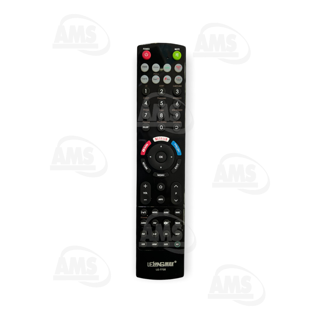 Controle remoto universal todas smart tv led netflix youtube / le-7735 - lelong | Shopee Brasil