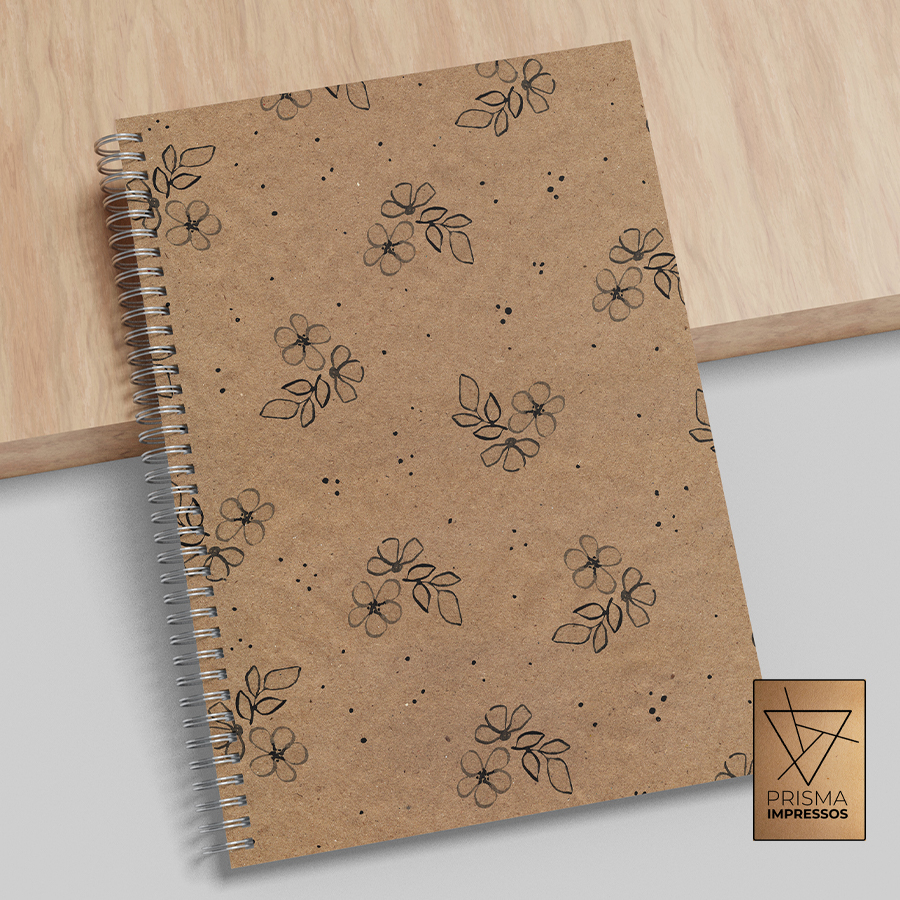 Caderno Universitário Escolar A4/A5 Capa Kraft - 100 ou 200 folhas 75g - Flores | Shopee Brasil