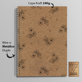 Caderno Universitário Escolar A4/A5 Capa Kraft - 100 ou 200 folhas 75g - Flores | Shopee Brasil