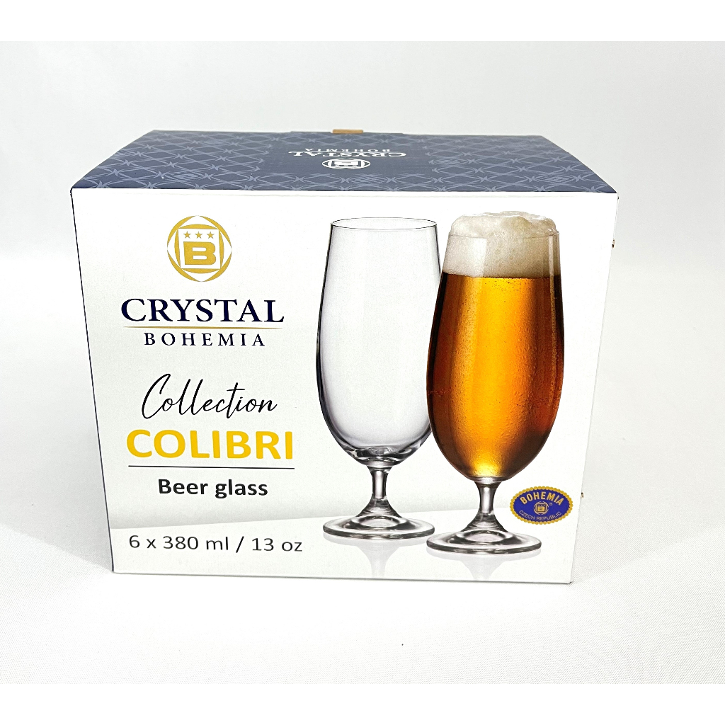 Jogo 6 taças Cristal Bohemia Colibri Titanium - Cervejas 380ml | Shopee ...