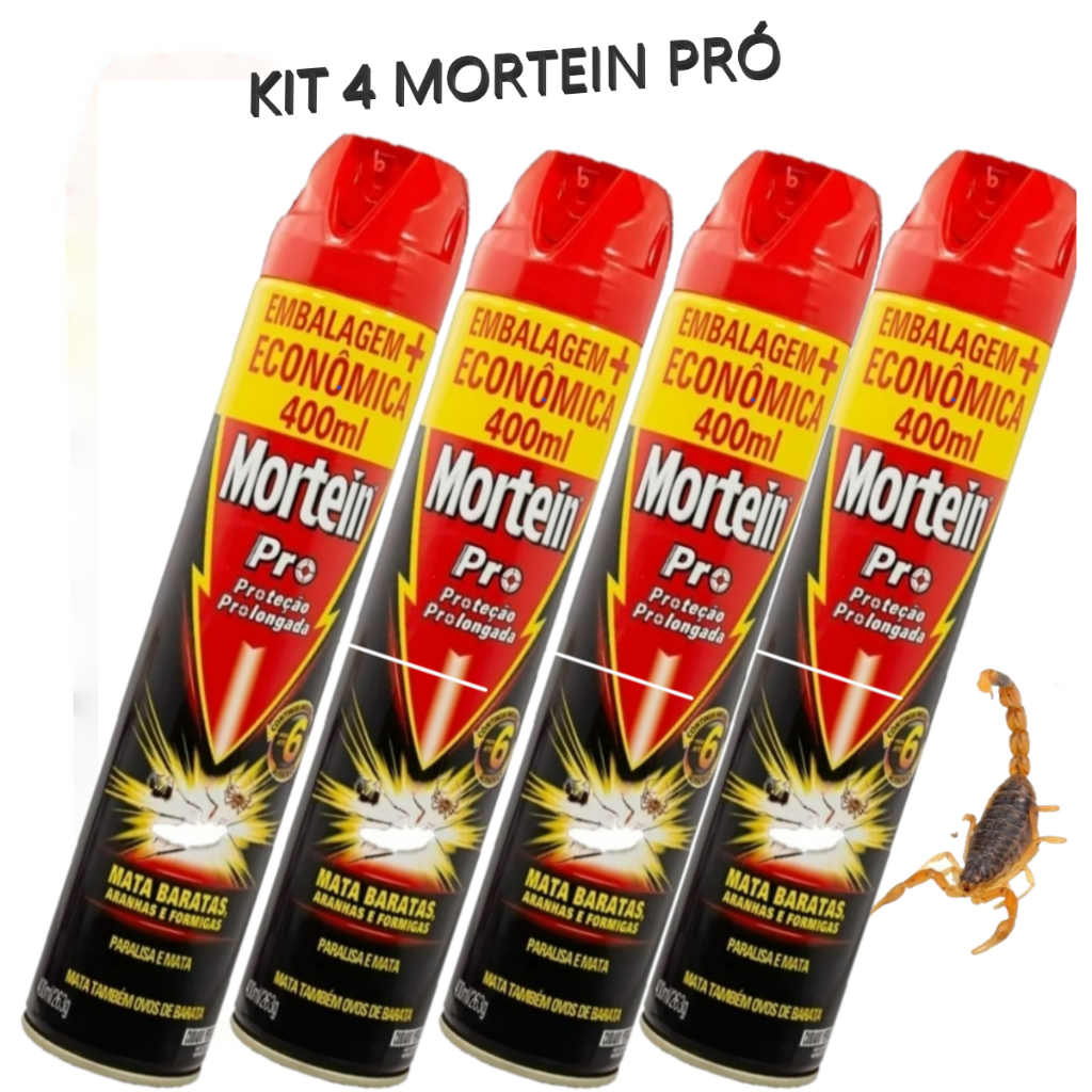 kit 4 mortein pró 360ml ação ant-escorpião ant-baratas ant-mosquitos e ...