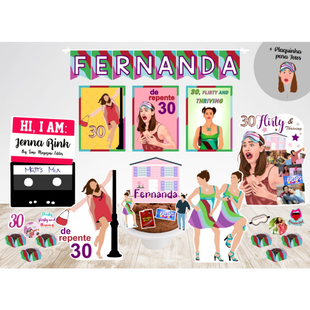 Kit Só Um Bolinho Filme de Repente 30 Trintei Jenna Rink | Shopee Brasil