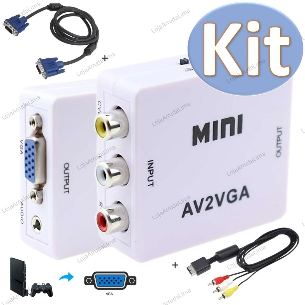 Kit Conversor Para Ps1 Ps2 Ps3 Com Adaptador Vg E Cabo Av Rca | Shopee Brasil