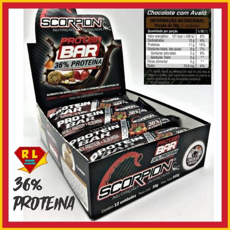 Barra PROTEIN BAR, Scorpion ( 12un de 30g ) | Shopee Brasil
