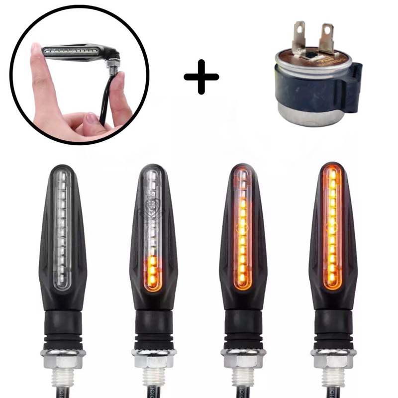 Kit 04 Piscas Slim Moto Seta Led Sequencial Universal Rele | Shopee Brasil